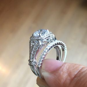 Jewelry | Real 925 Silver Engagement Ring Wedding Band Set | Poshmark